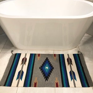 Small Grey Aztec Rug, Tribal Rug, Southwestern Throw Rug, Boho Rug ...