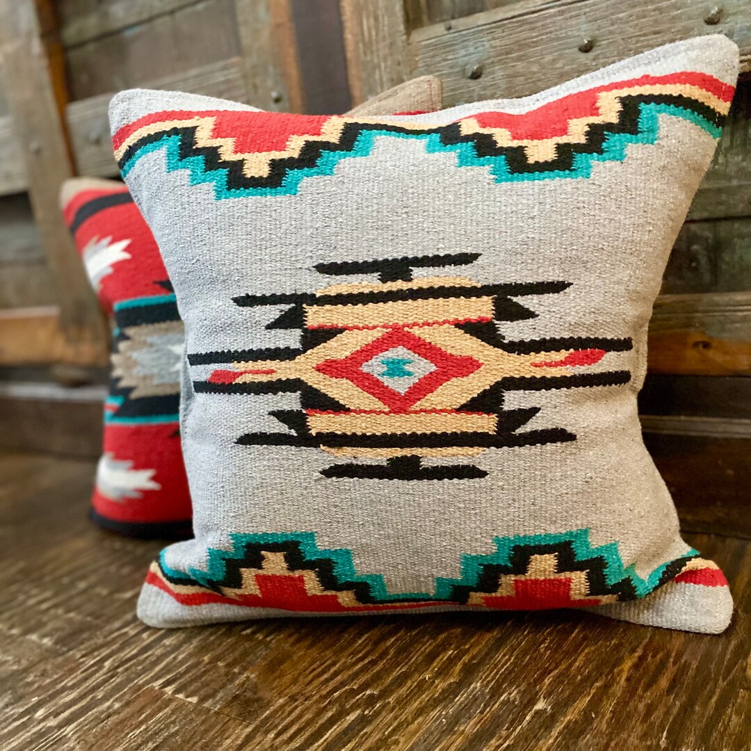 Grey Aztec Throw Pillow With Insert, Boho Pillow, Western Pillow ...