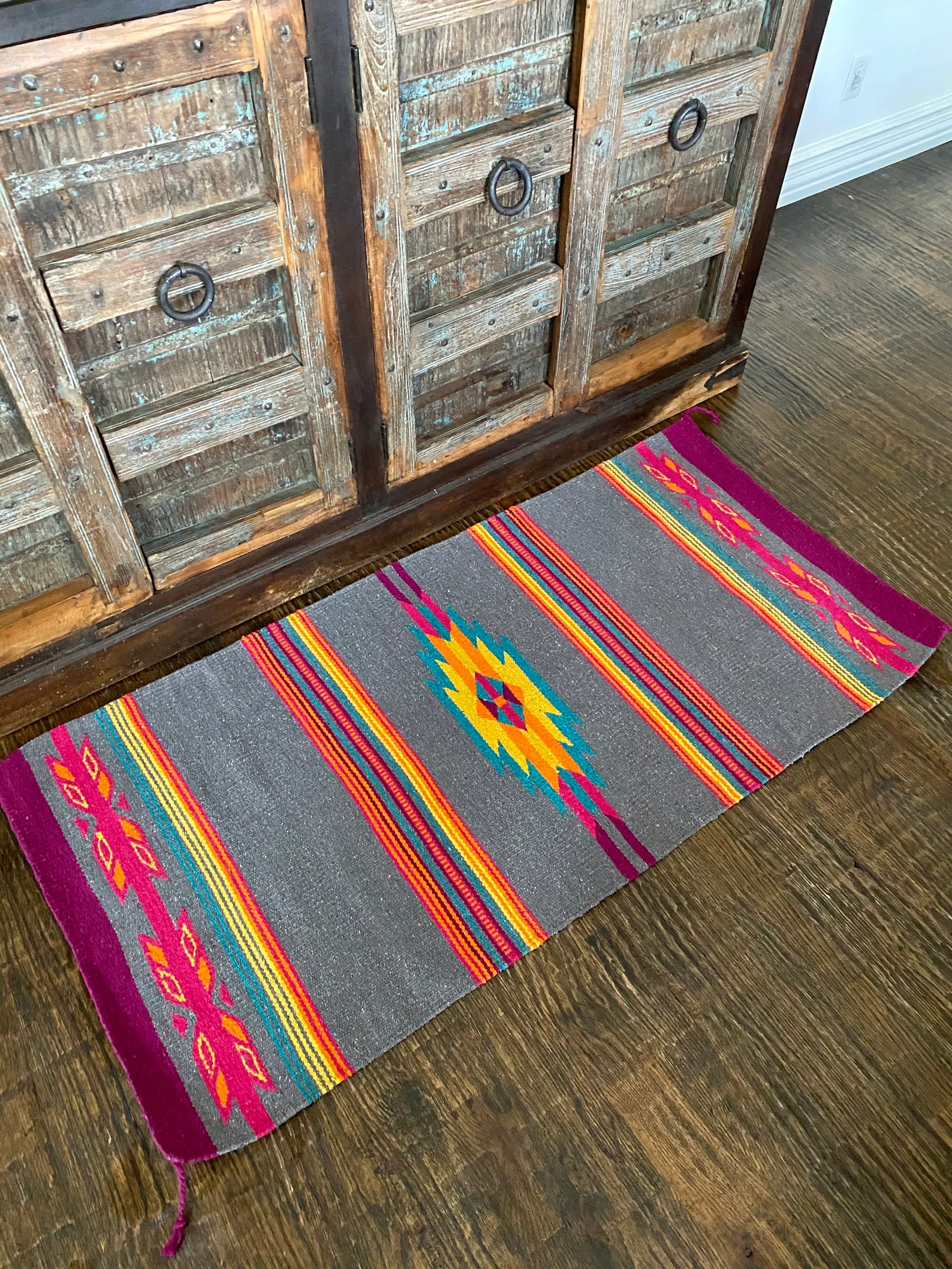 Gray and Pink Aztec Rug Tribal Rug Southwestern Rug Kilim | Etsy