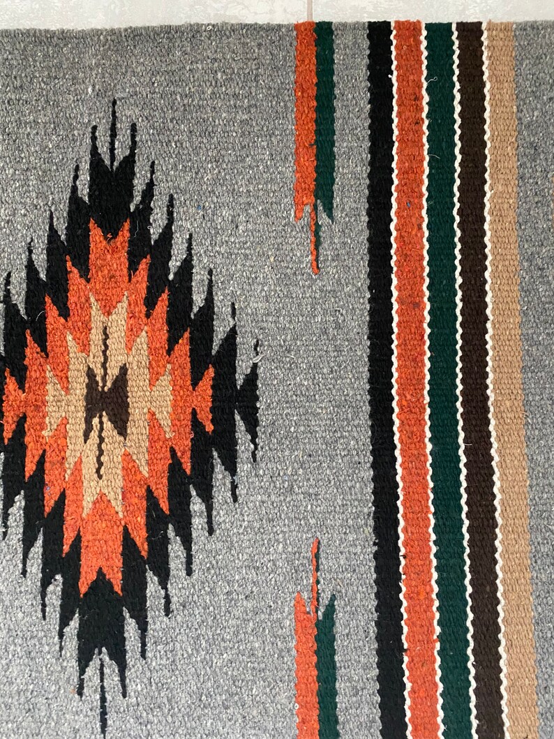 Grey and Orange Aztec Rug Tribal Rug Southwestern Rug Boho - Etsy