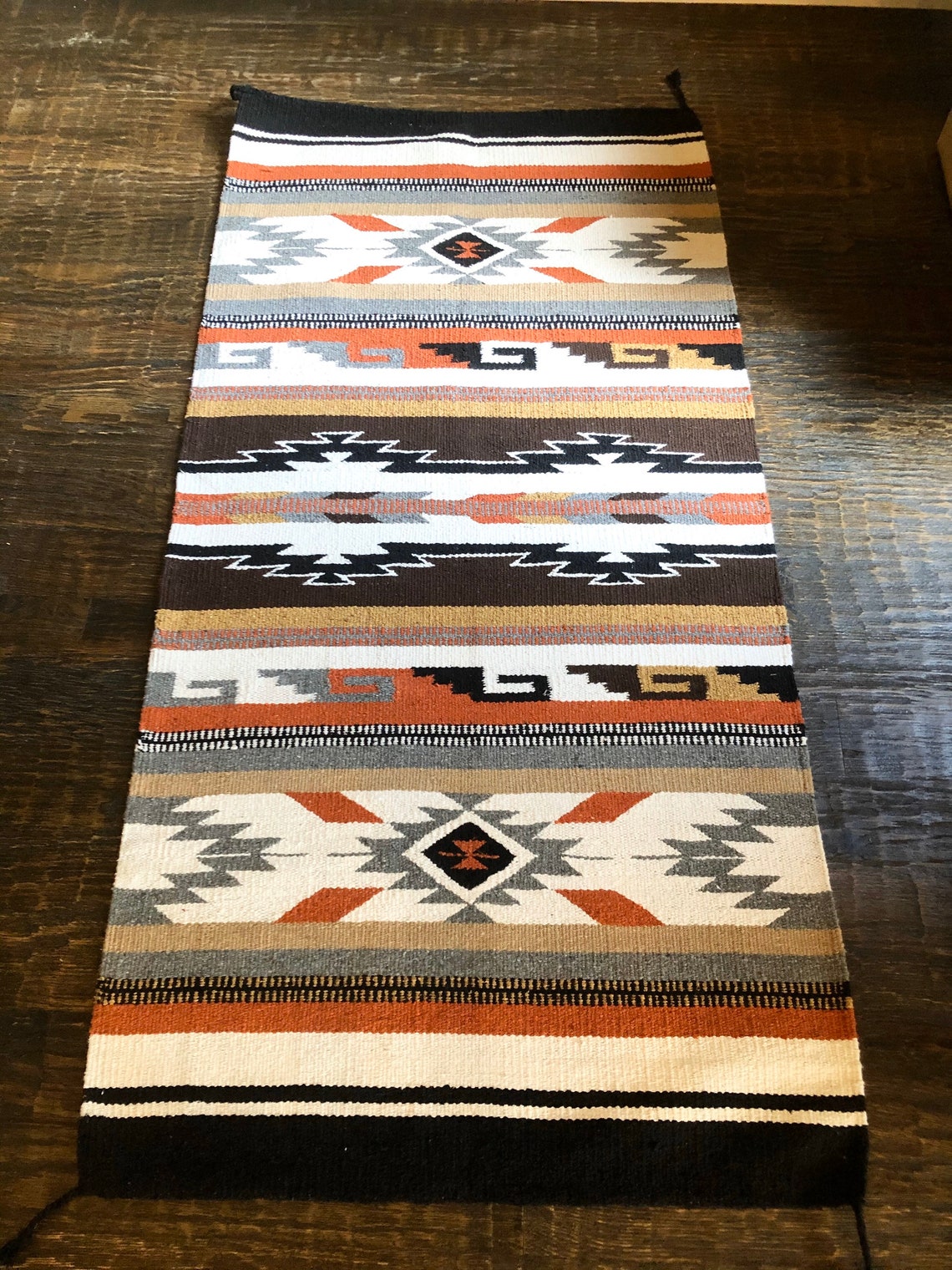White and Tan Aztec Rug, Tribal Rug, Southwestern Throw Rug, Kilim ...