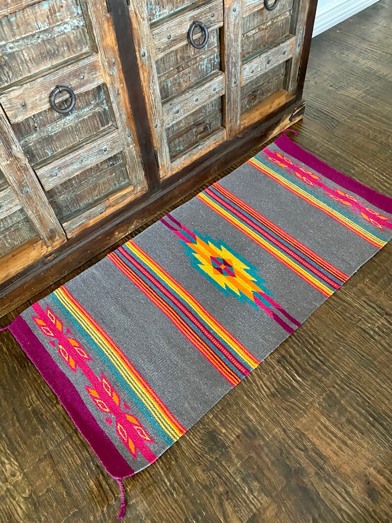Gray and Pink Aztec Rug Tribal Rug Southwestern Rug Kilim | Etsy