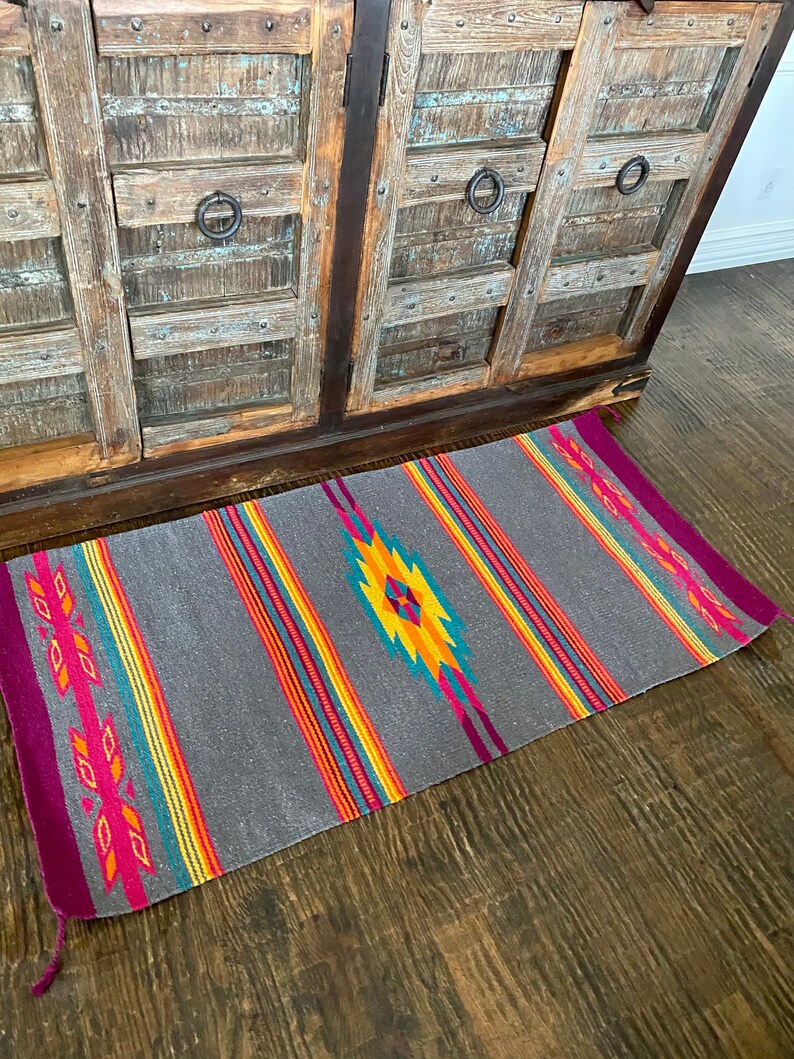 Gray and Pink Aztec Rug Tribal Rug Southwestern Rug Kilim | Etsy