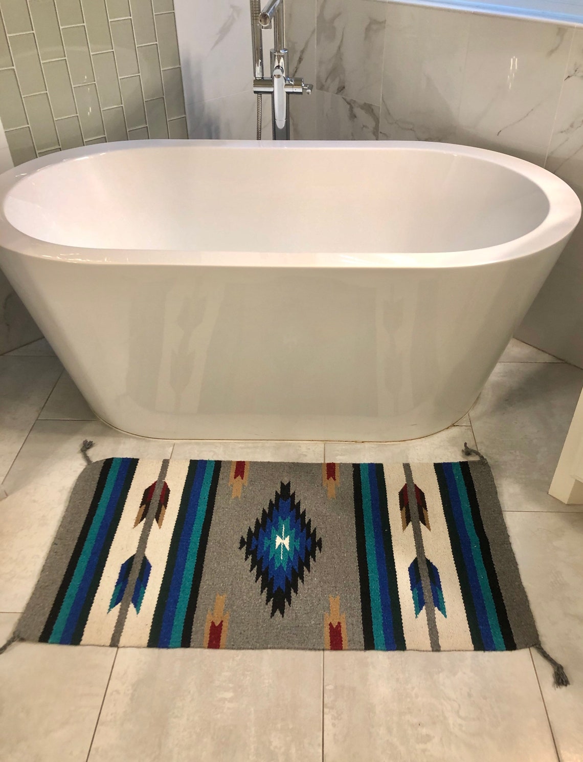 Small Grey Aztec rug tribal rug southwestern throw rug boho | Etsy