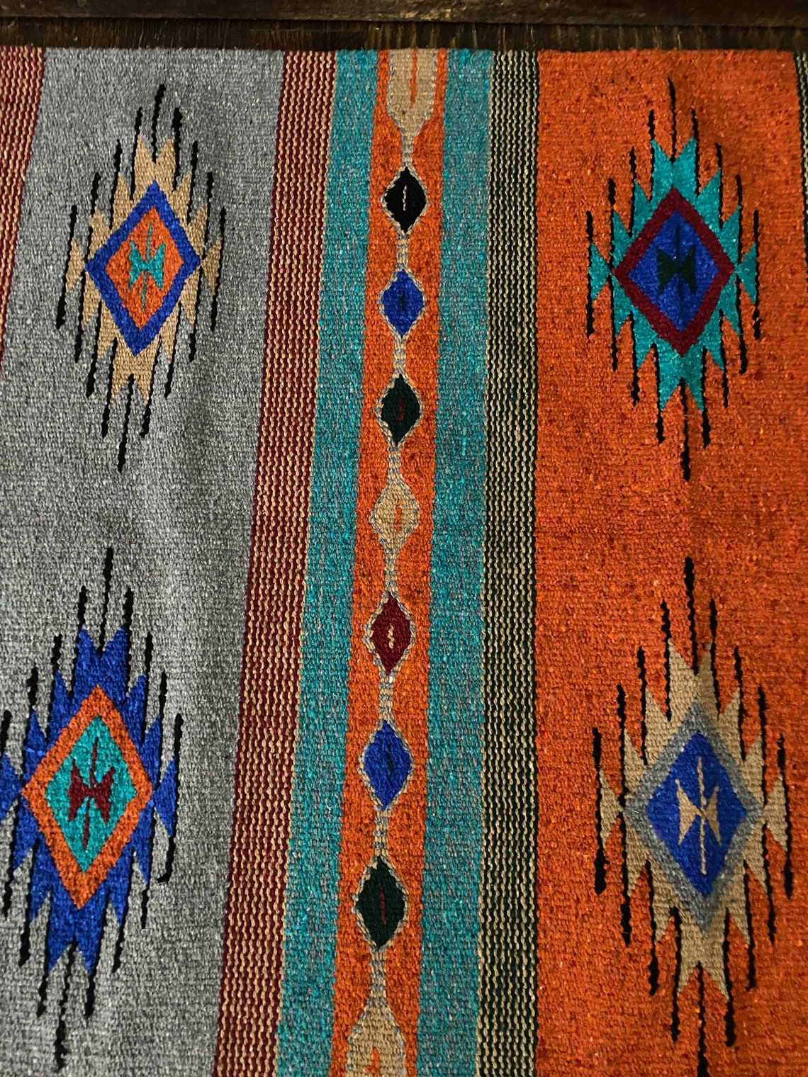 Grey and blue Aztec rug tribal rug southwestern rug kilim | Etsy