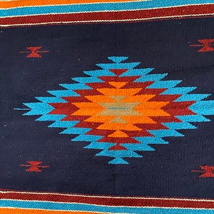 Navy & Orange Aztec Rug, Tribal Rug, Southwestern Rug, Kilim, Boho Rug ...