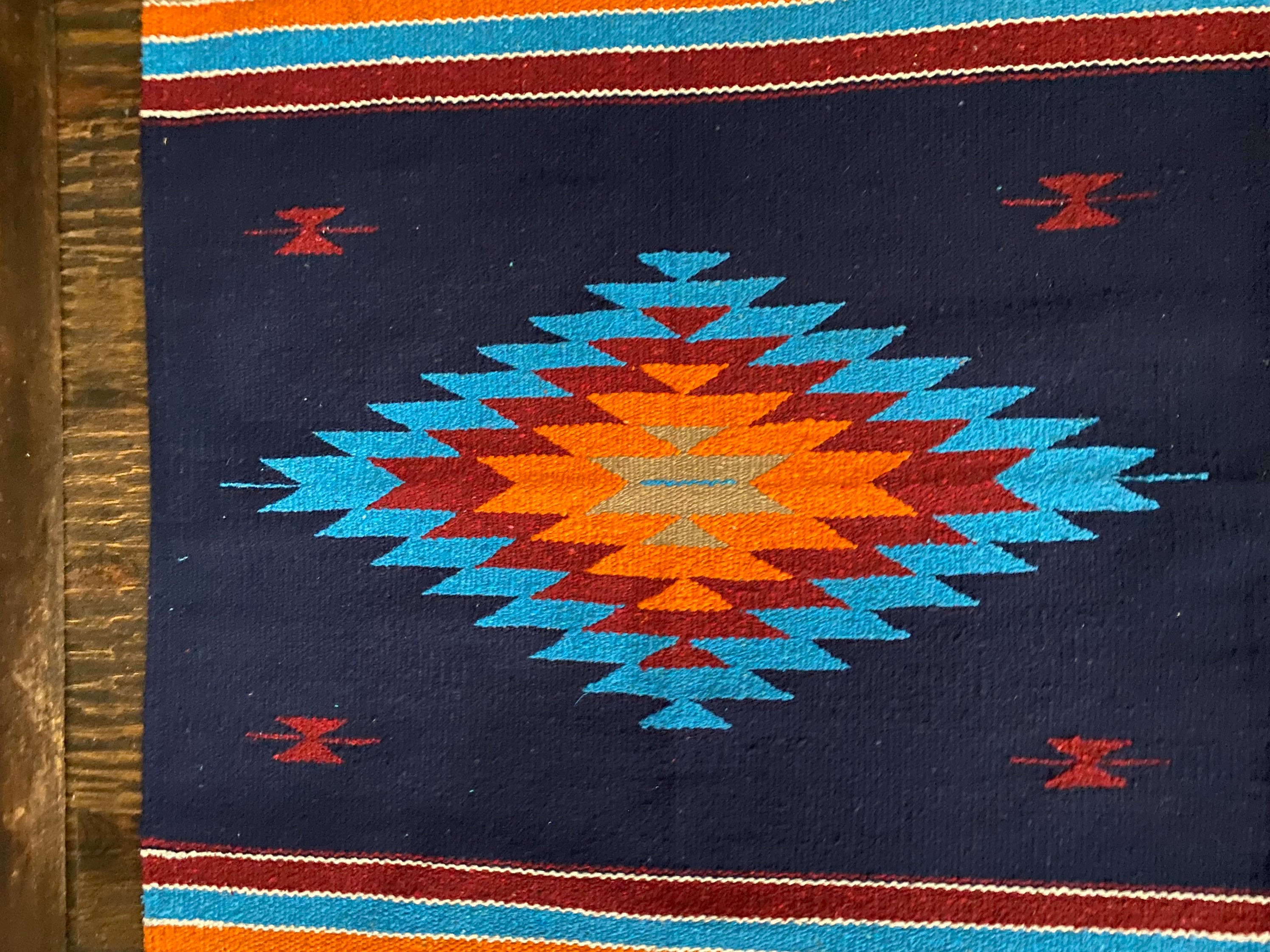 Navy & Orange Aztec rug tribal rug southwestern rug kilim | Etsy