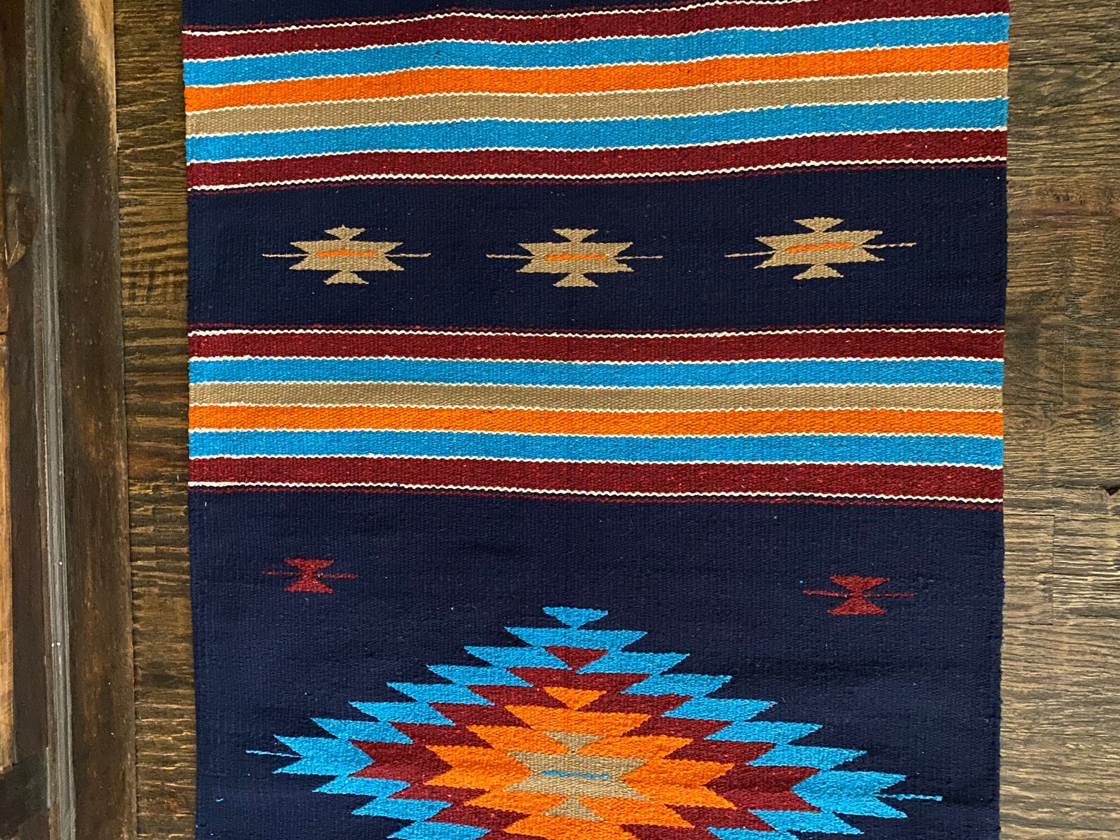 Navy & Orange Aztec rug tribal rug southwestern rug kilim | Etsy