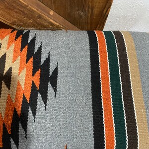 Grey Aztec Upholstered Bench With Hairpin Legs: Dining Height Southwest ...