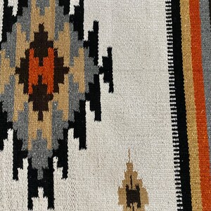 White and Black Aztec Rug, Tribal Rug, Southwestern Throw Rug, Kilim ...
