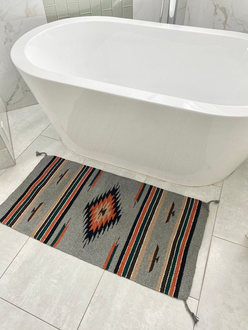 Grey and Orange Aztec Rug Tribal Rug Southwestern Rug Boho - Etsy