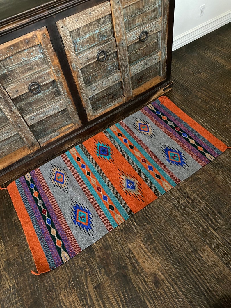 Grey and Blue Aztec Rug Tribal Rug Southwestern Rug Kilim - Etsy