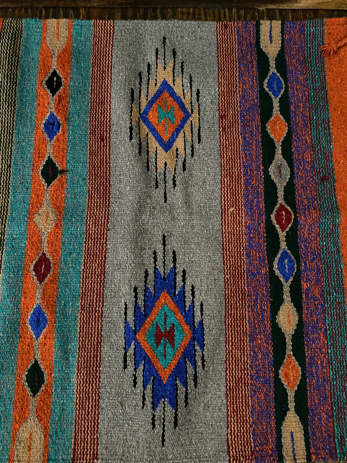 Grey and blue Aztec rug tribal rug southwestern rug kilim | Etsy