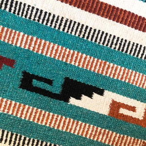 Tan and Teal Aztec Rug, Tribal Rug, Southwestern Throw Rug, Kilim, Boho ...