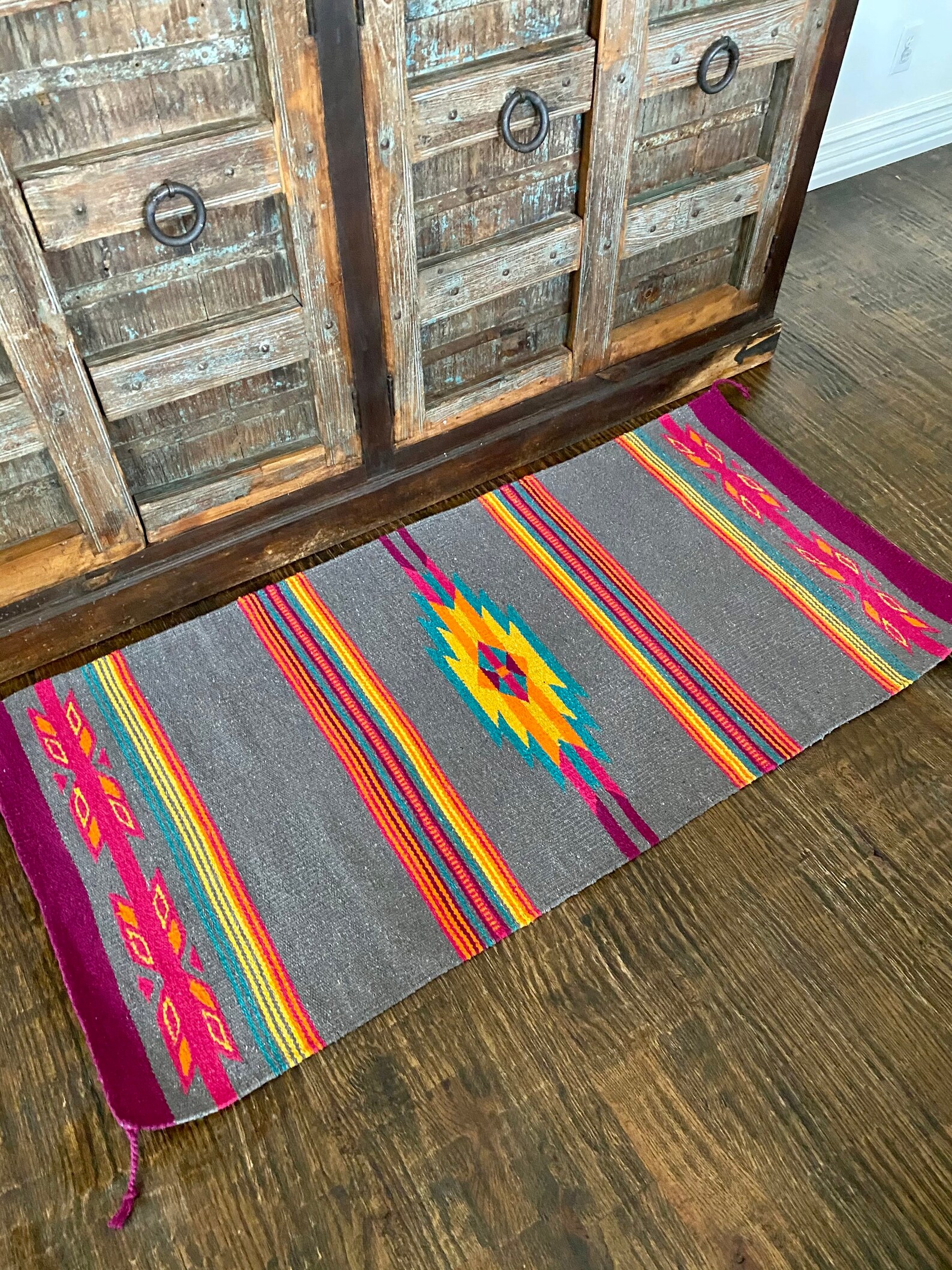 Gray and Pink Aztec Rug Tribal Rug Southwestern Rug Kilim | Etsy