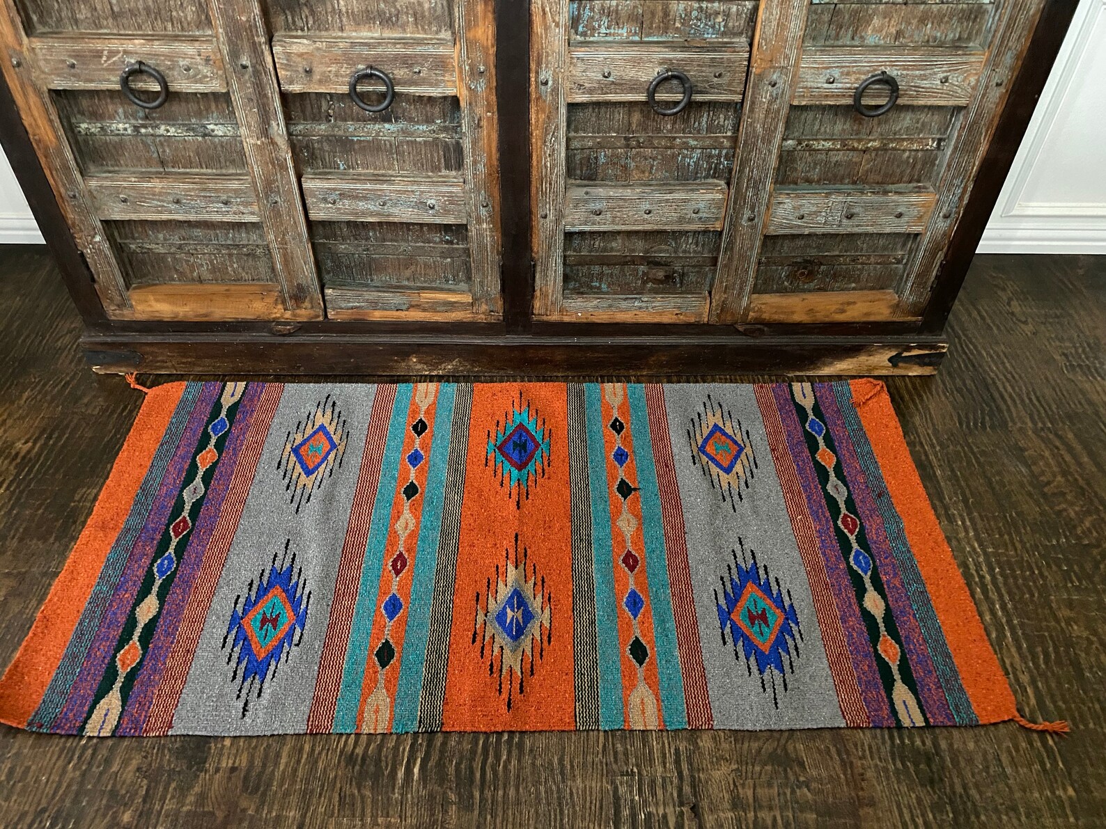 Grey and Blue Aztec Rug Tribal Rug Southwestern Rug Kilim - Etsy
