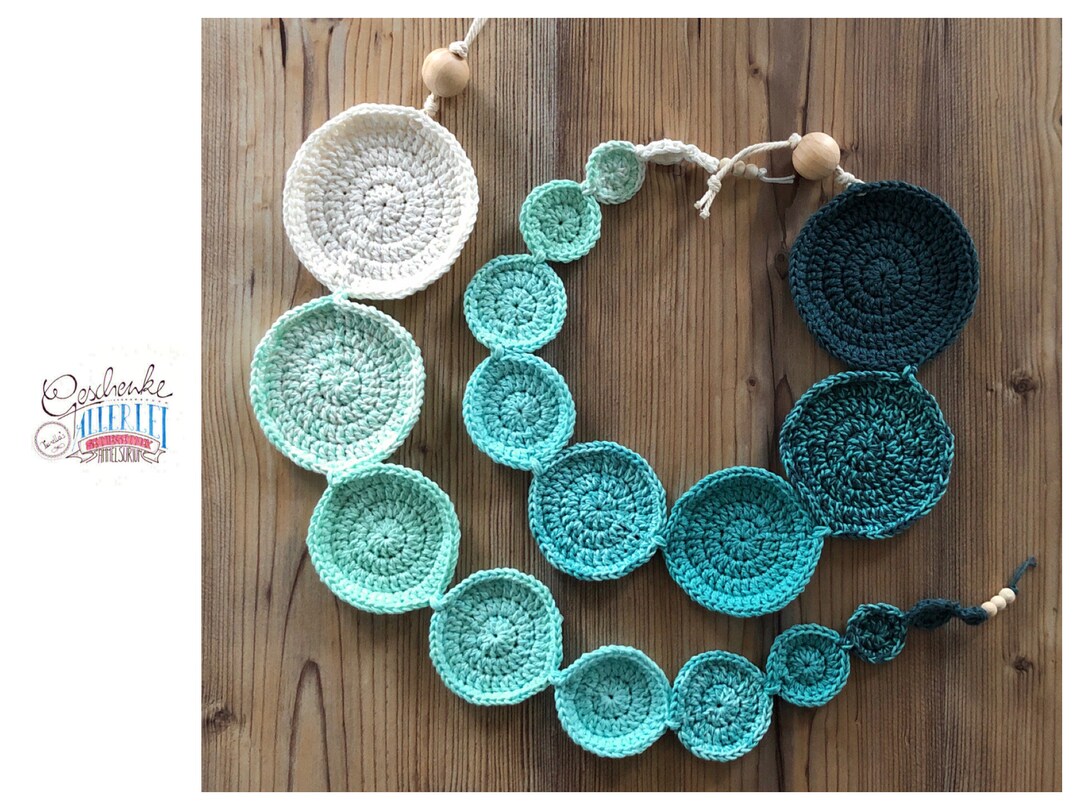 Crocheted Cervix Templates for Midwives - Teaching Chain - Petrol, Mint ...