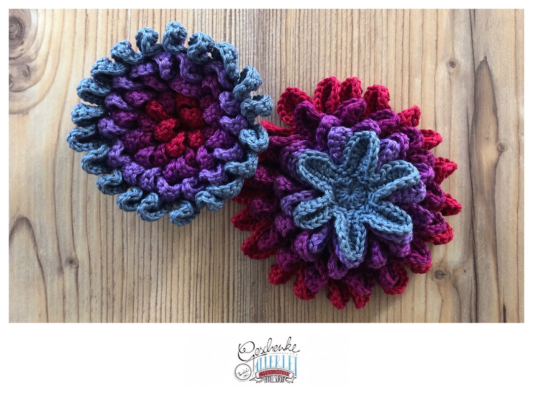 Crocheted Cervix Flower in Blue Purple and Red Tones Birth - Etsy