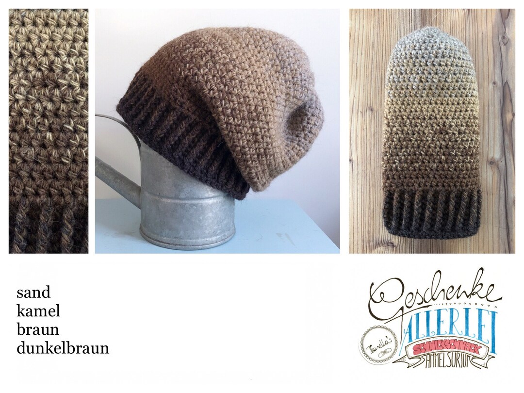 Crocheted Long Beanie in Color Gradient in the Natural Colors - Etsy