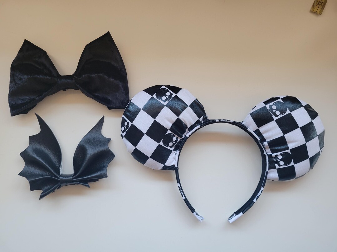 Goth Mickey Ears Checkered Skull - Etsy