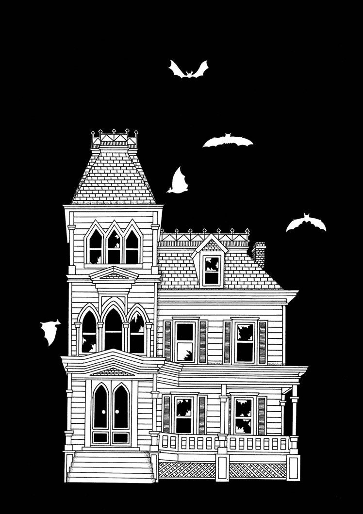 Haunted House Print - Etsy