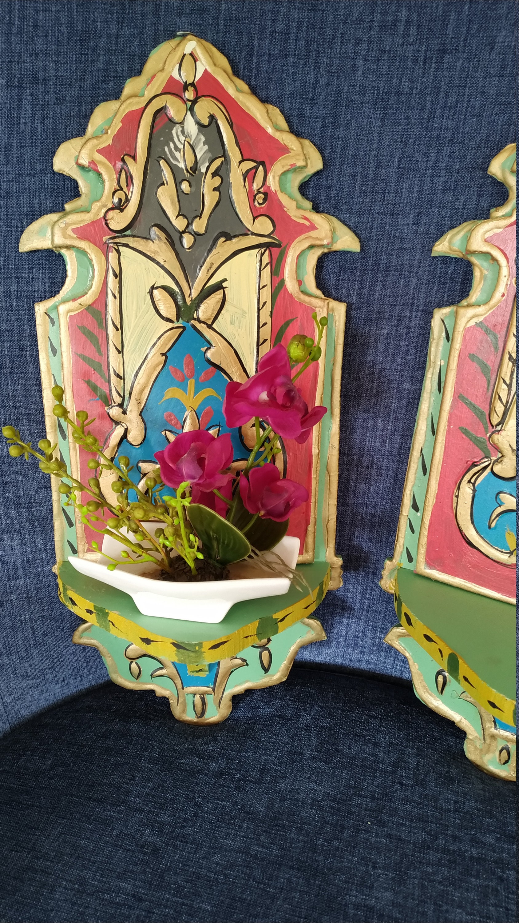 Two Vintage Wooden Stands Hand Made Stand Wall Hanging - Etsy