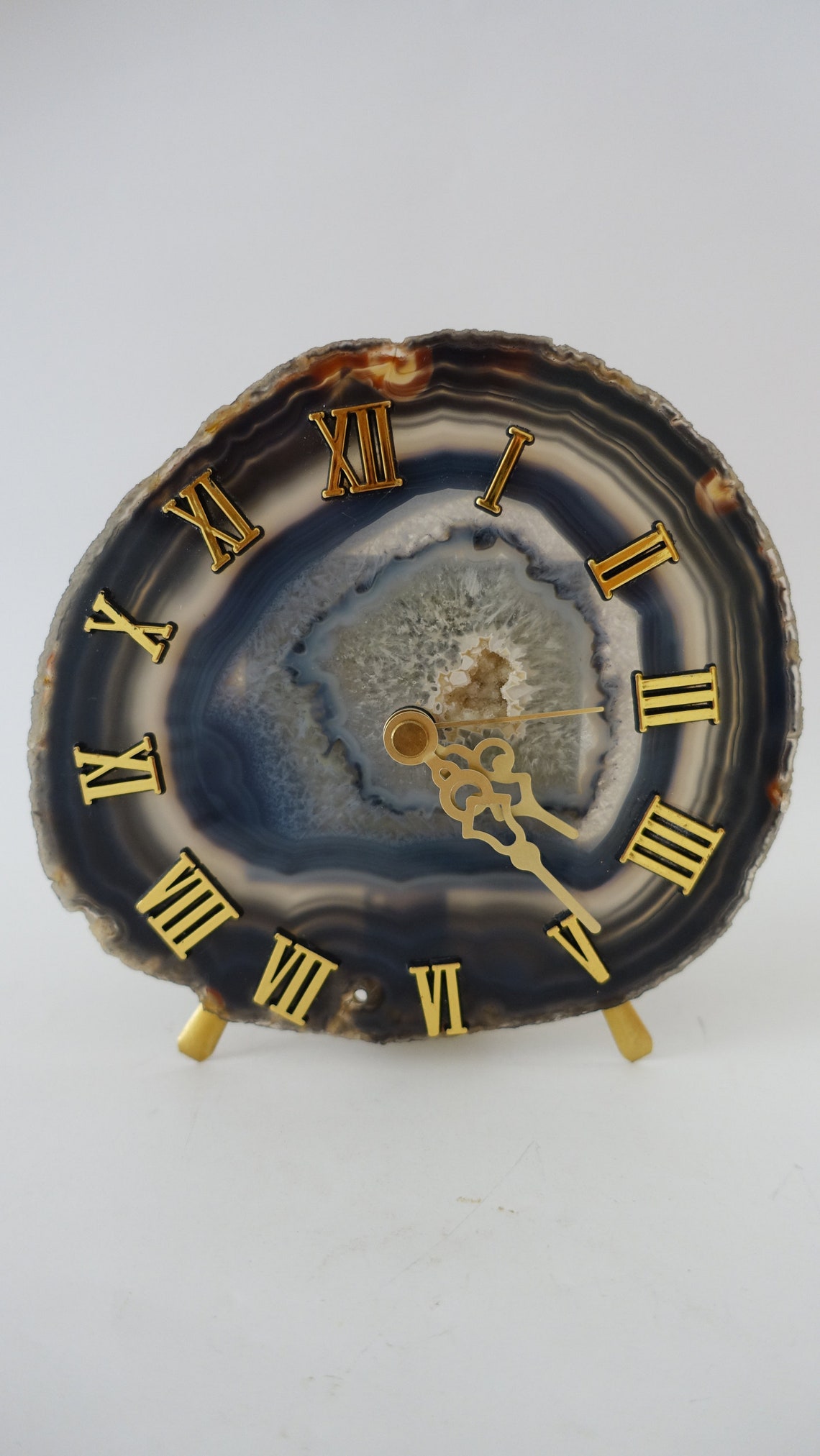 Agate Stone Clock Wind up Mechanical Desk Alarm Clock - Etsy