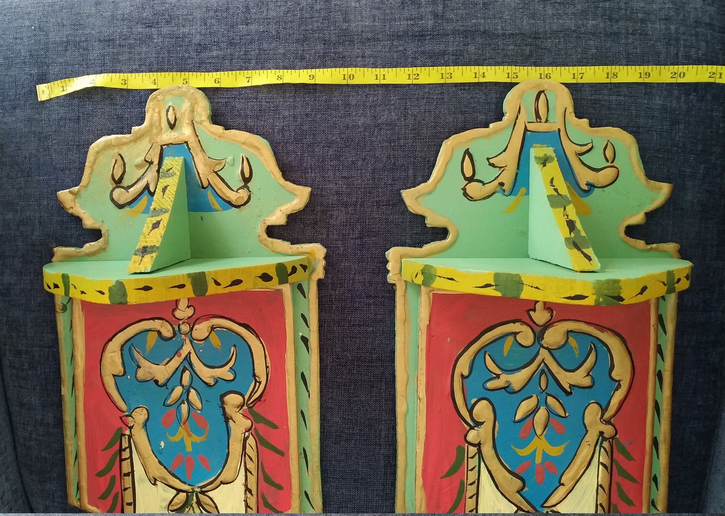 Two Vintage Wooden Stands Hand Made Stand Wall Hanging - Etsy
