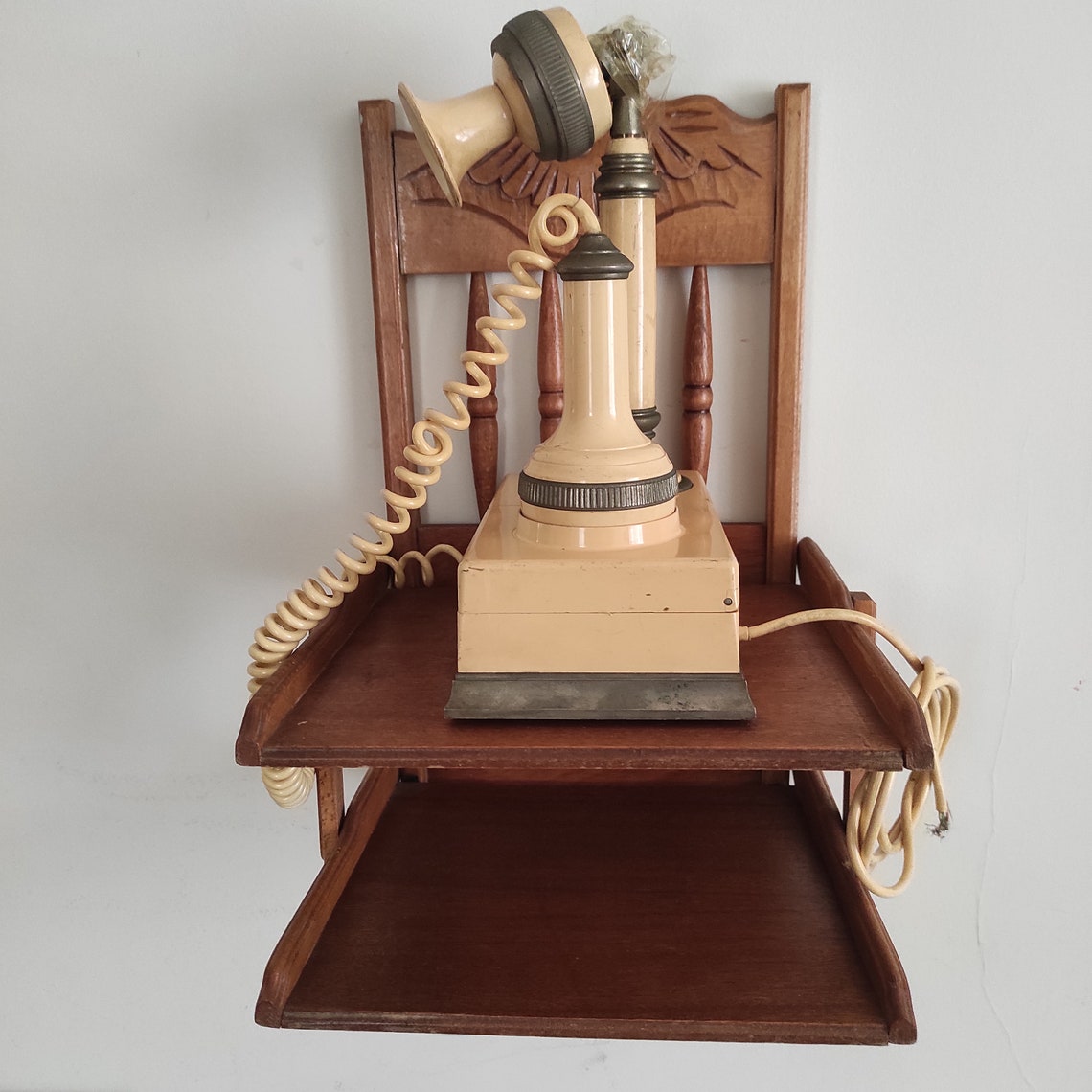 Vintage Candlestick Phone Vintage Wood Desktop Phone Stand - Etsy