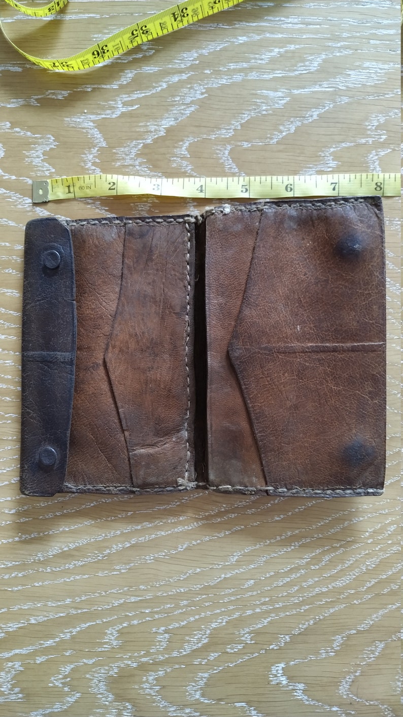 Antique Leather Wallet, Vintage Genuine Leather, Handmade - Etsy