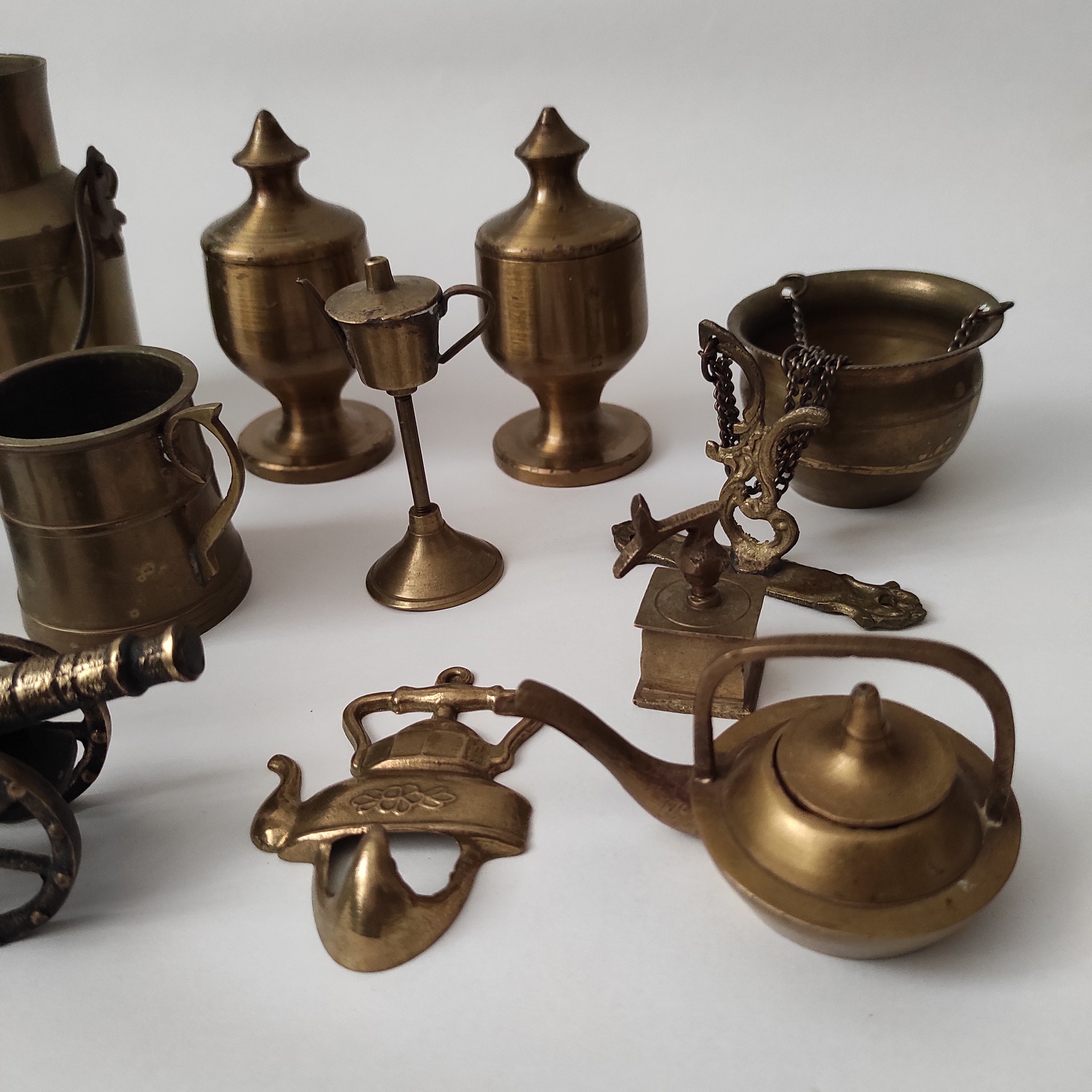 Set of Vintage Mini Sized Brass Ornaments for Decoration and Display ...