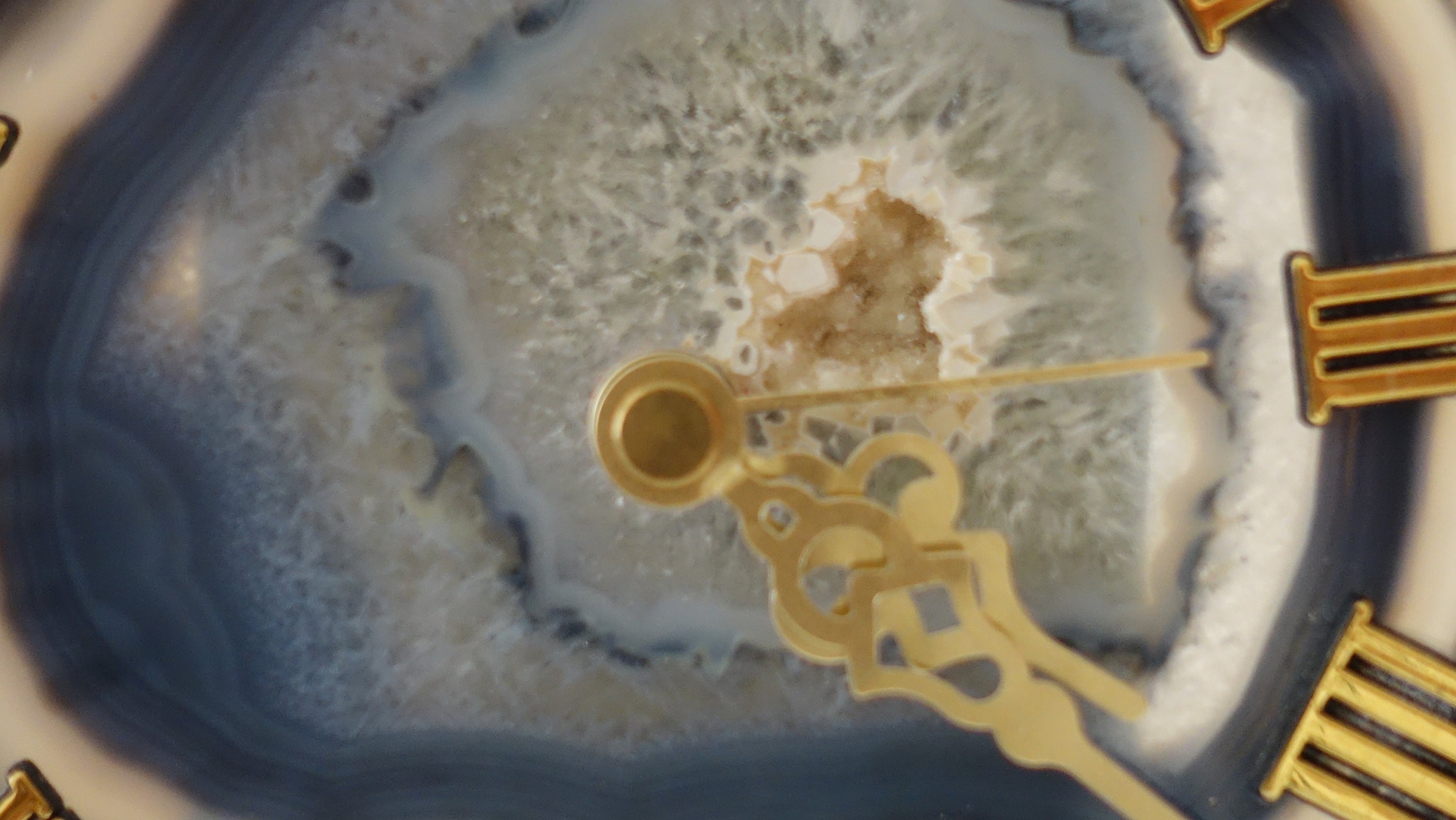 Agate Stone Clock, Wind up Mechanical, Desk Alarm Clock, Natural Geode ...