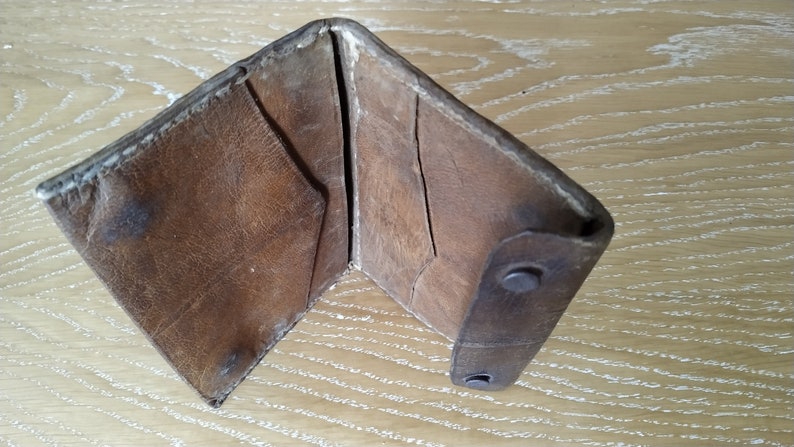 Antique Leather Wallet, Vintage Genuine Leather, Handmade - Etsy