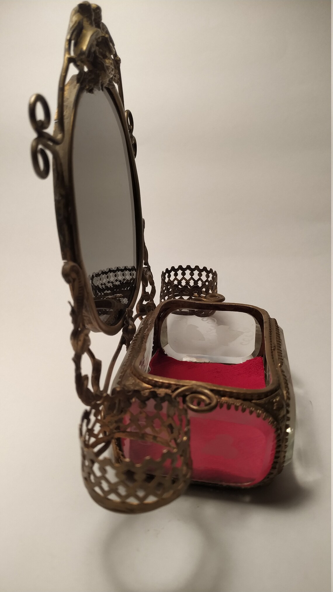 Antique Jewelry Mirror Glass Jewelry Display Box Antique | Etsy