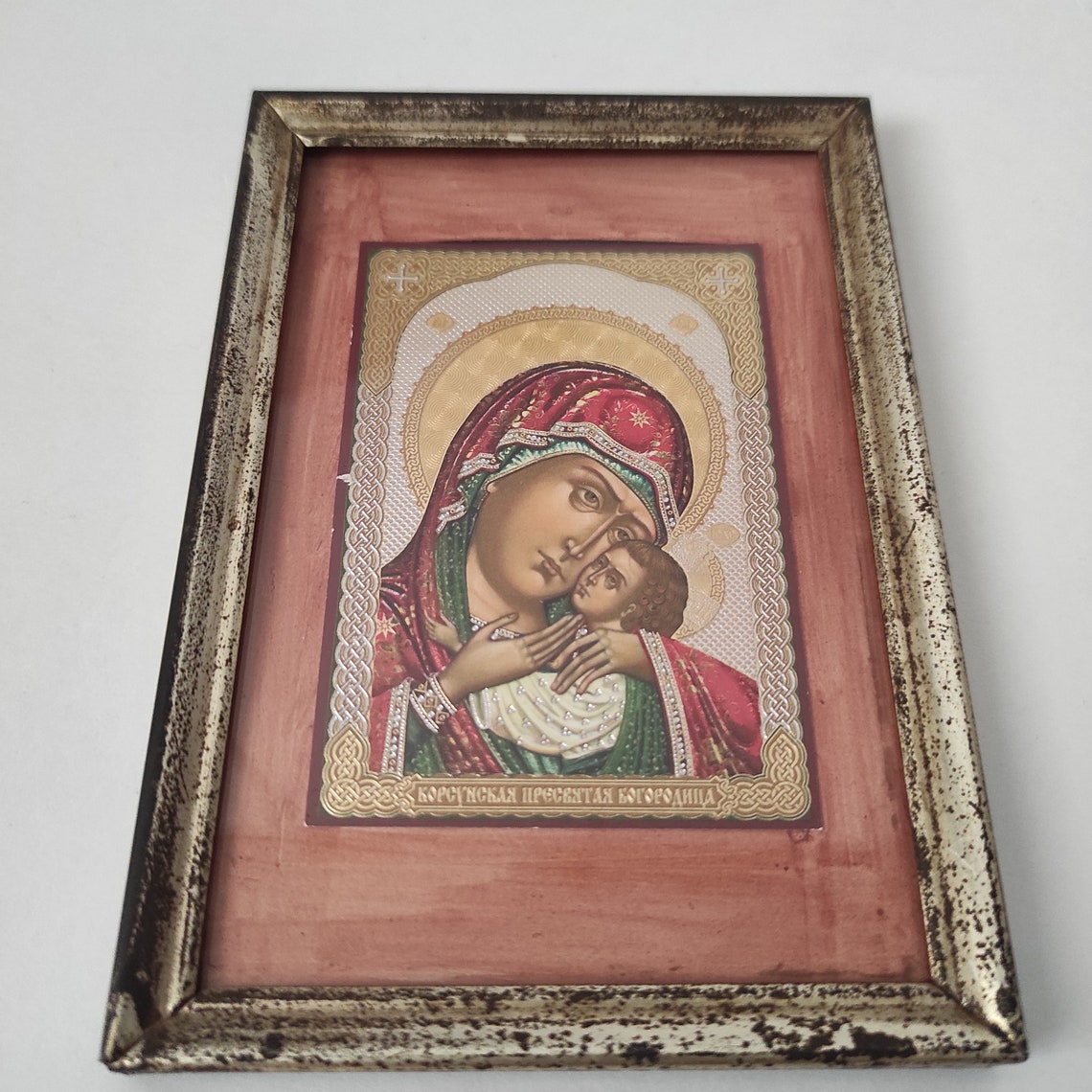 Antique Virgin Mary Icon, Gold Lithography, Religious Wall Plaque - Etsy