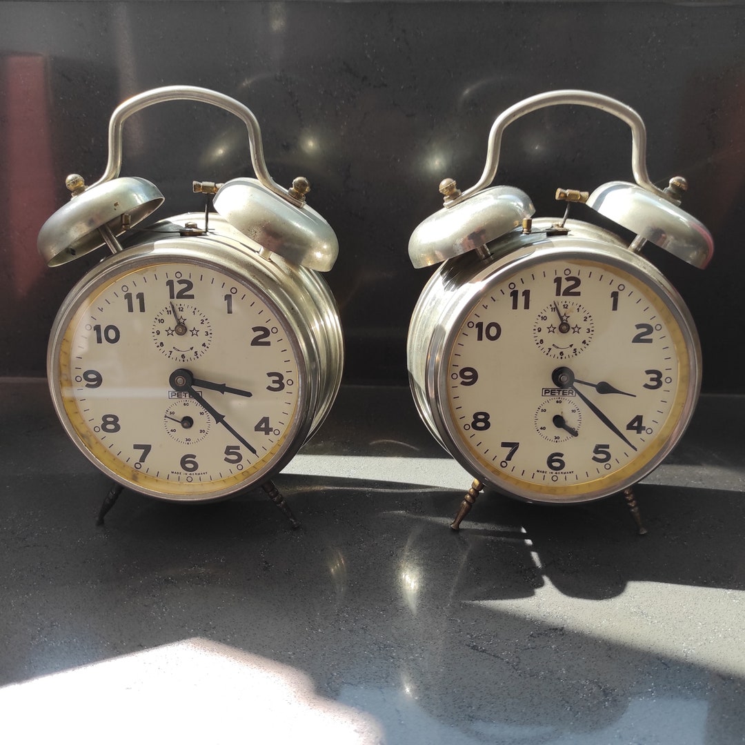 Vintage Peter German Desk Clock, Mechanical Clock, Alarm, Table Clock ...
