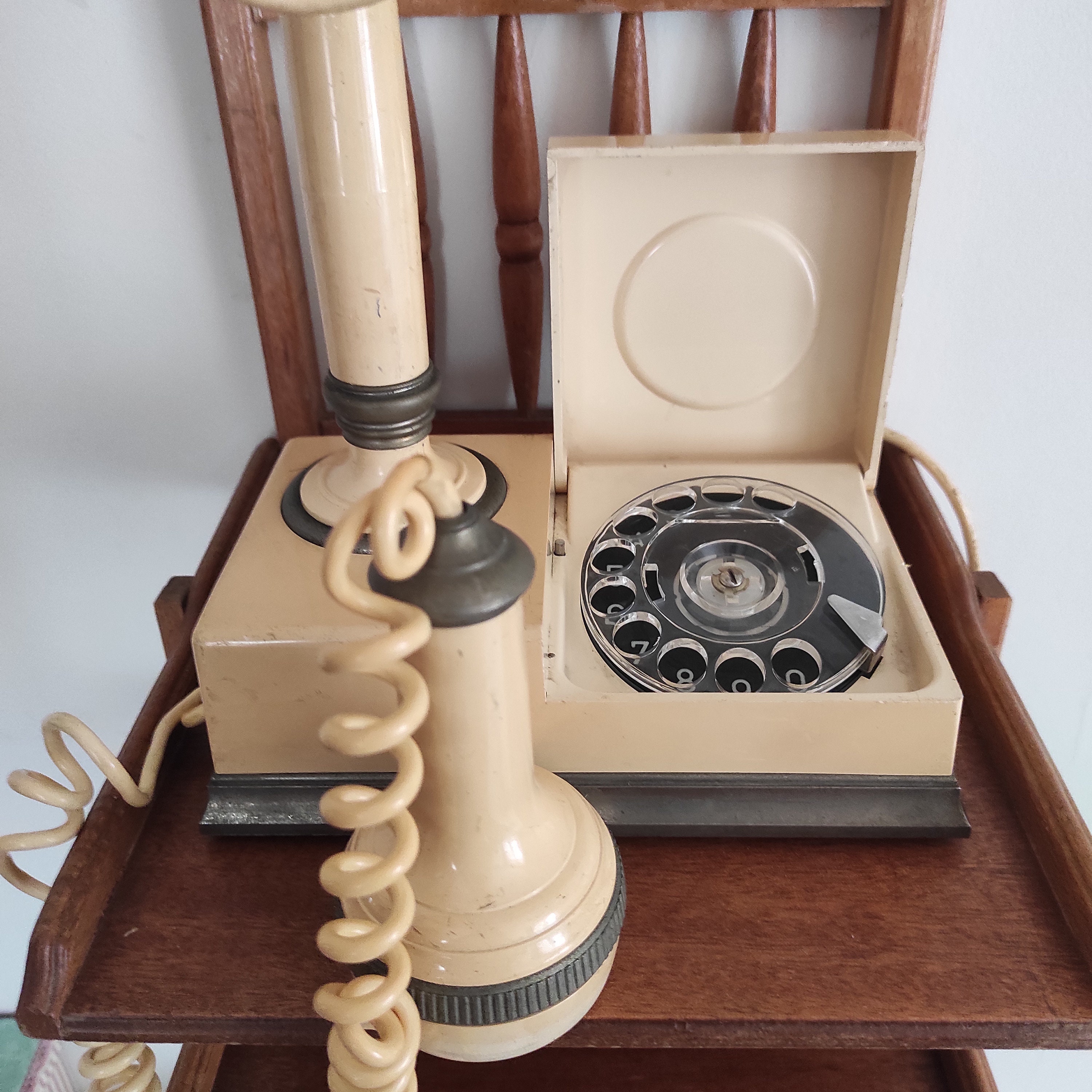 Vintage Candlestick Phone, Vintage Wood Desktop Phone Stand Organizer ...