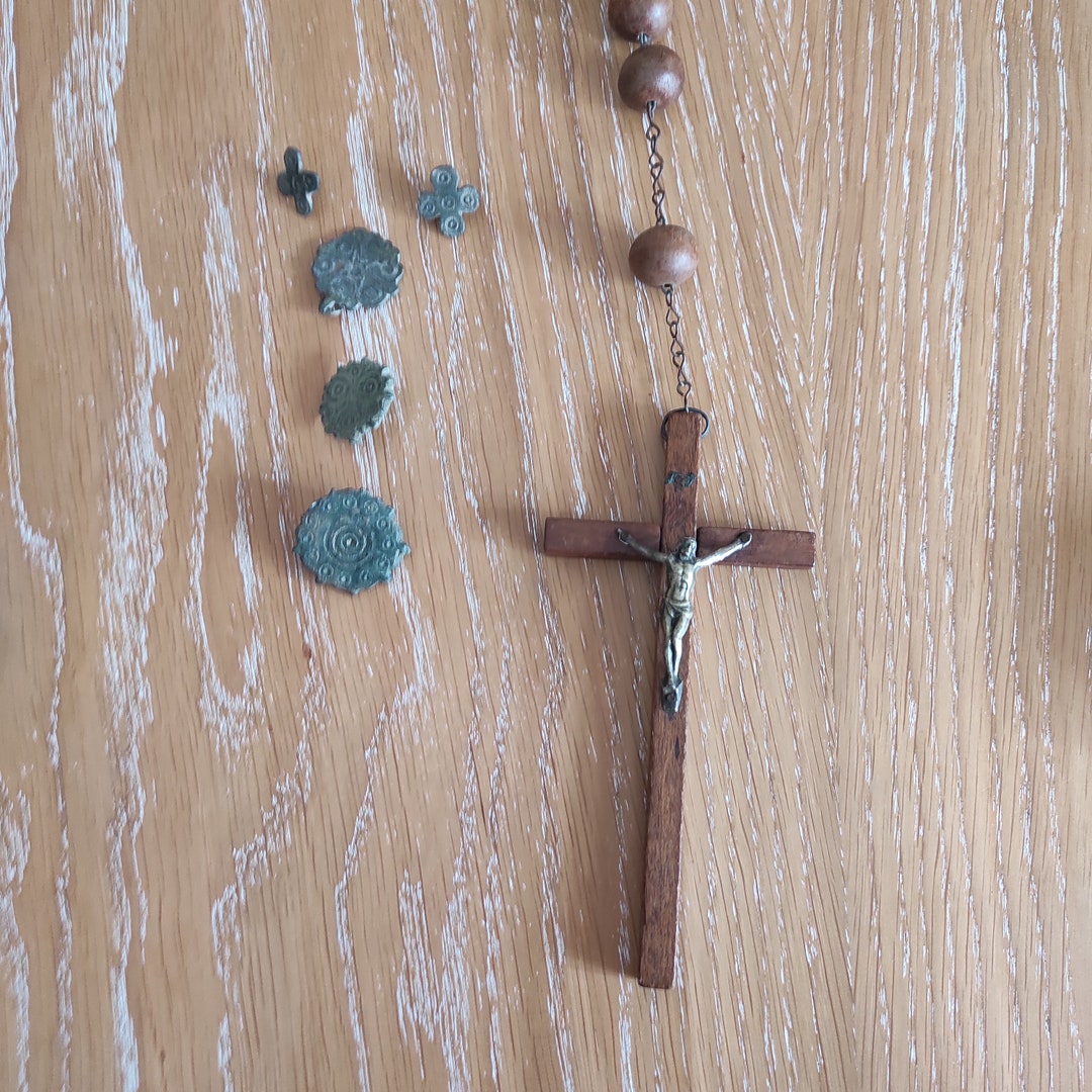 The Holy Rosary, Cassock Buttons, Vintage Rosary Necklace, Easter Gift ...