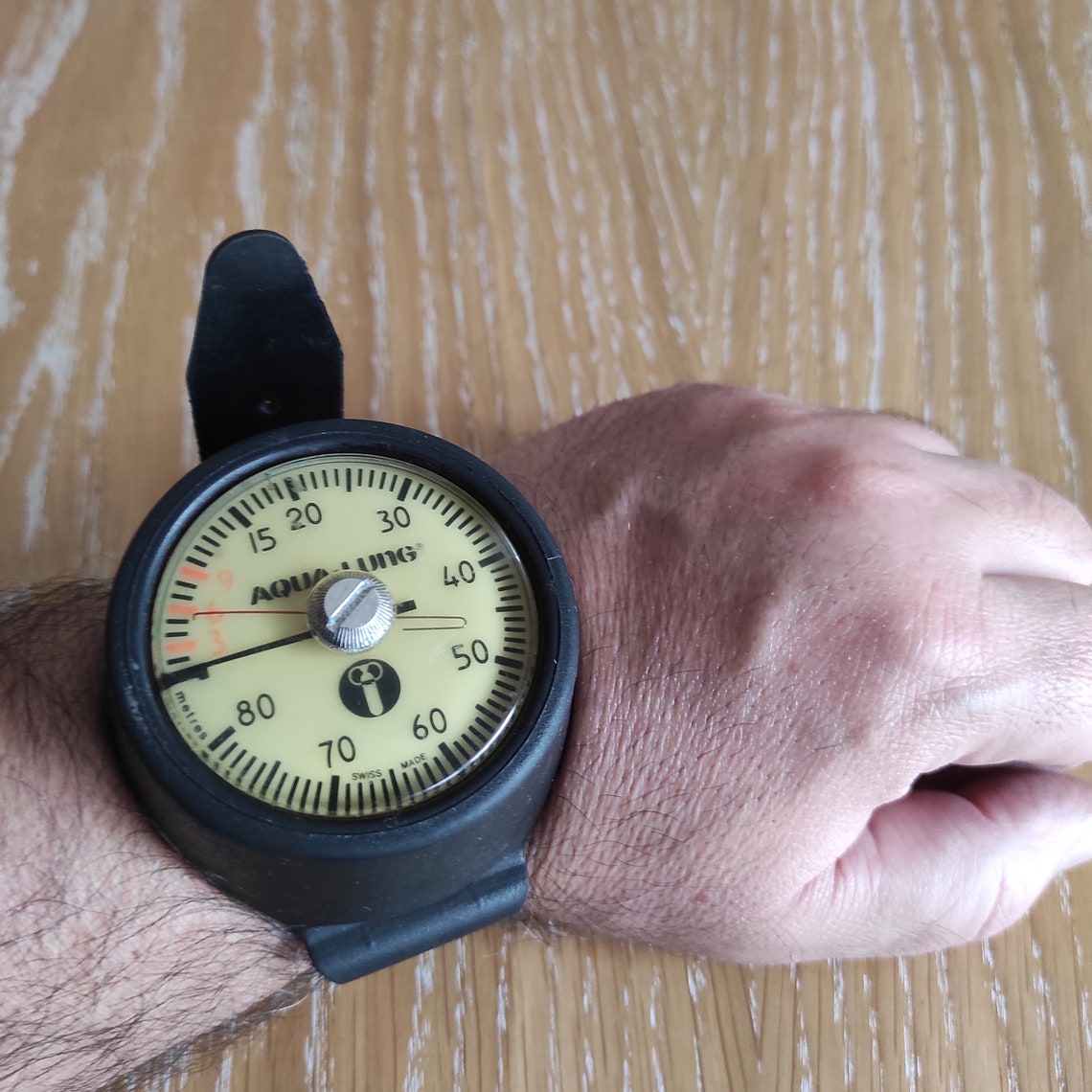 Vintage Jumbo Aqualung Swiss Gauge Scuba Compass Spirotecnique Diver ...