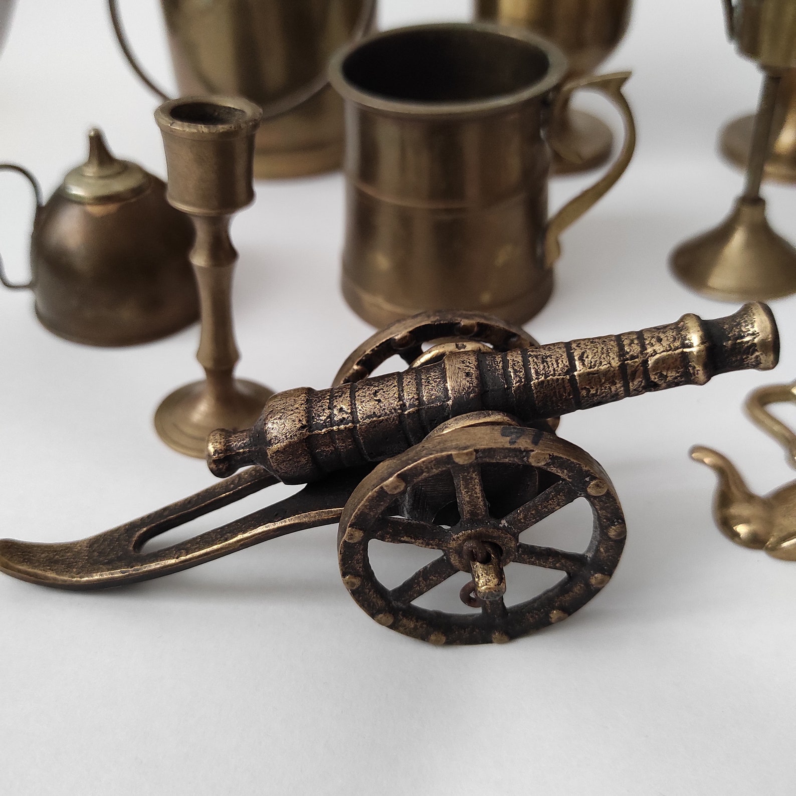 Set of Vintage Mini Sized Brass Ornaments for Decoration and Display ...