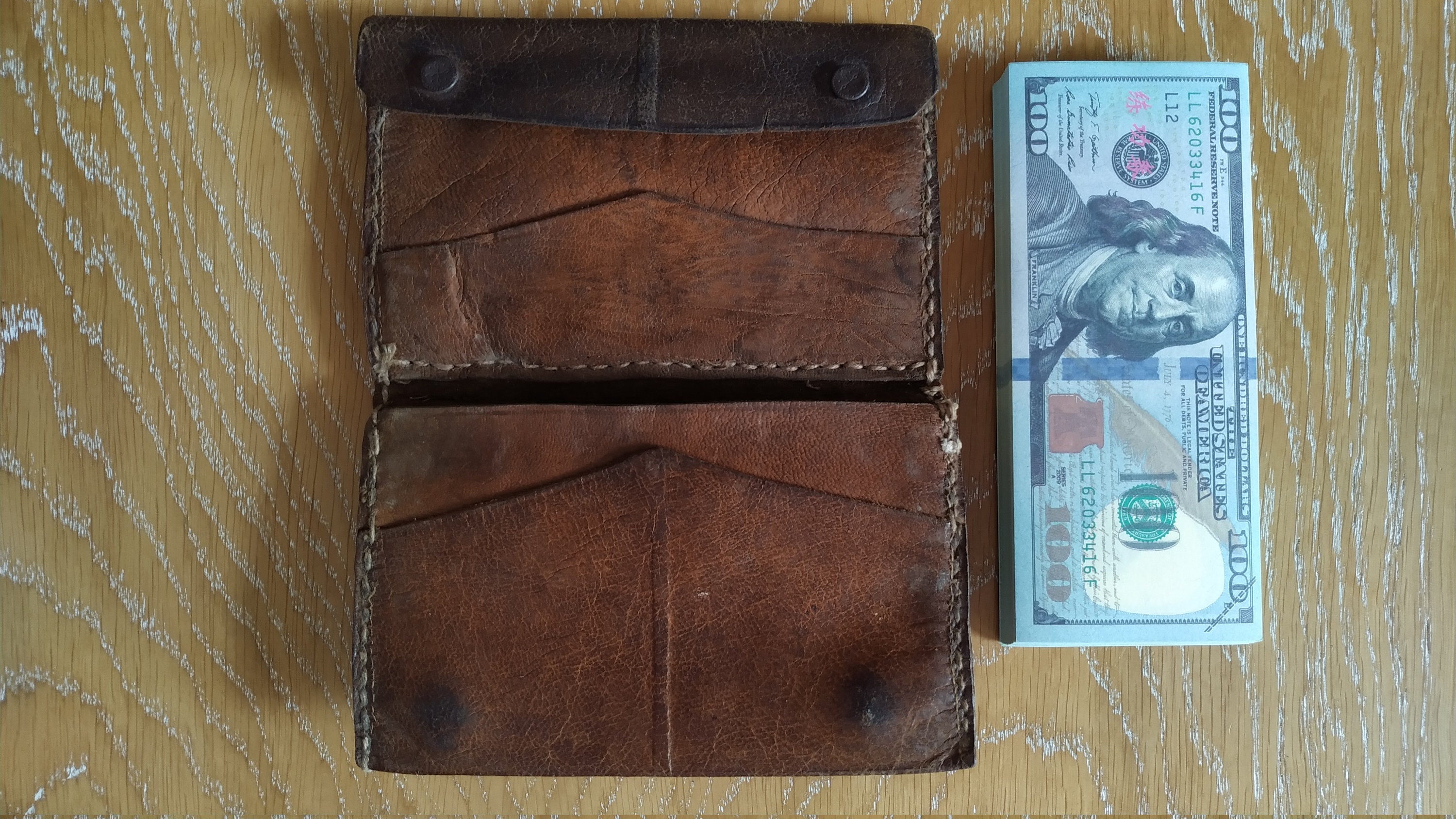 Antique Leather Wallet, Vintage Genuine Leather, Handmade - Etsy