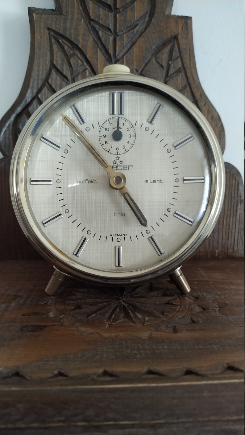 Vintage Peter Trio German Desk Clock Mechanical Clock Alarm | Etsy