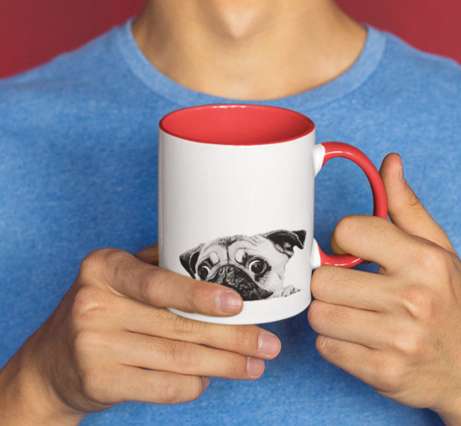 Cute Pug Mug With Color Inside, Pug Gift, BFF, Dogs Gifts, for Her ...