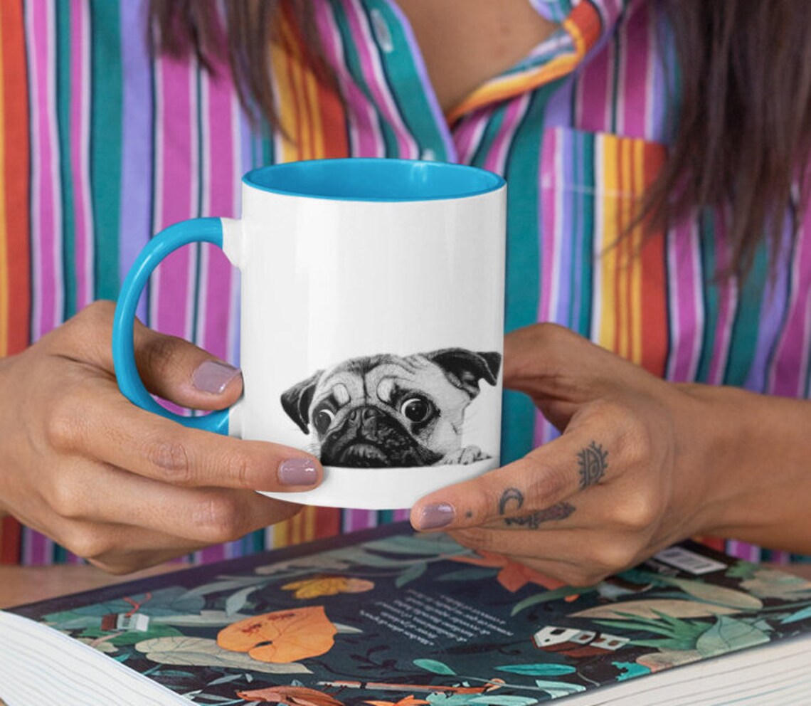 Cute Pug Mug With Color Inside Pug Gift BFF Dogs Gifts for - Etsy