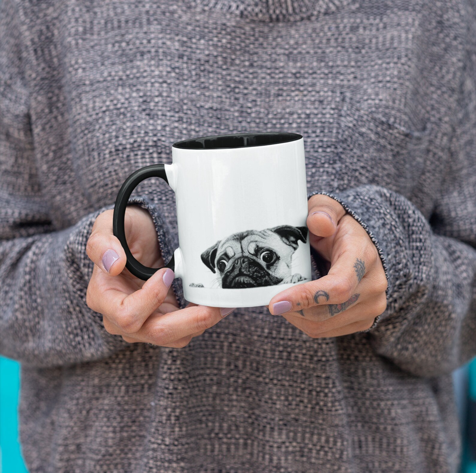 Cute Pug Mug With Color Inside, Pug Gift, BFF, Dogs Gifts, for Her ...