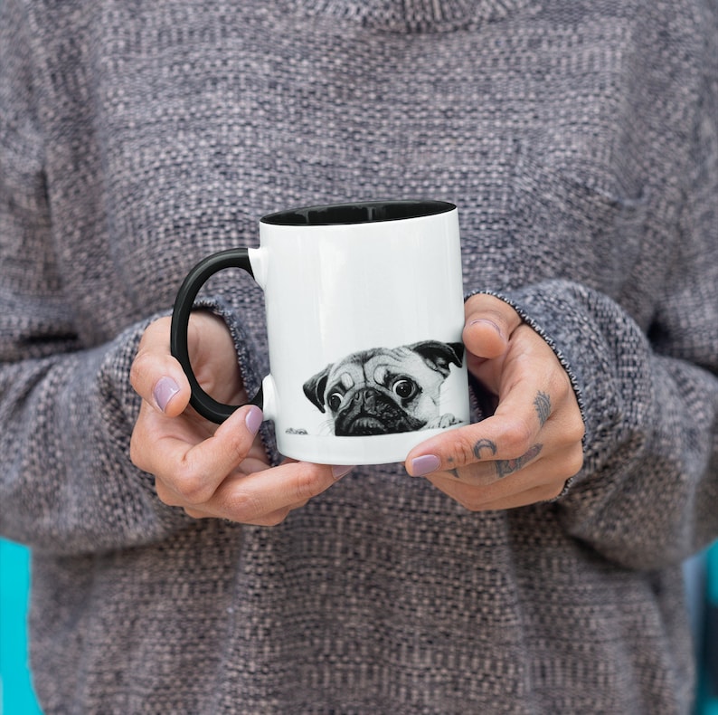 Cute Pug Mug With Color Inside, Pug Gift, BFF, Dogs Gifts, for Her ...