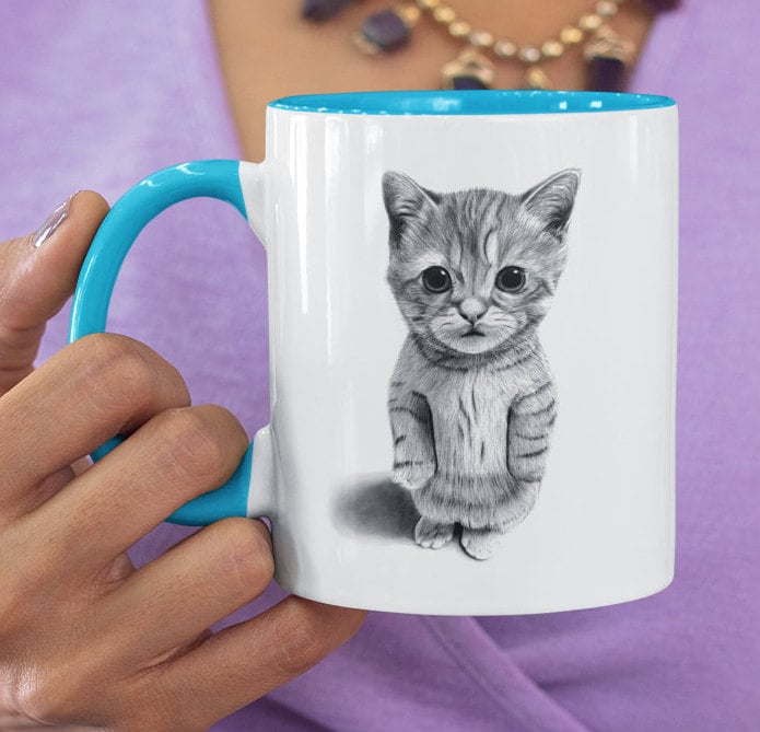 Cat Mug With Color Inside, Cute Cat Mug, Birthday Present, for Her ...