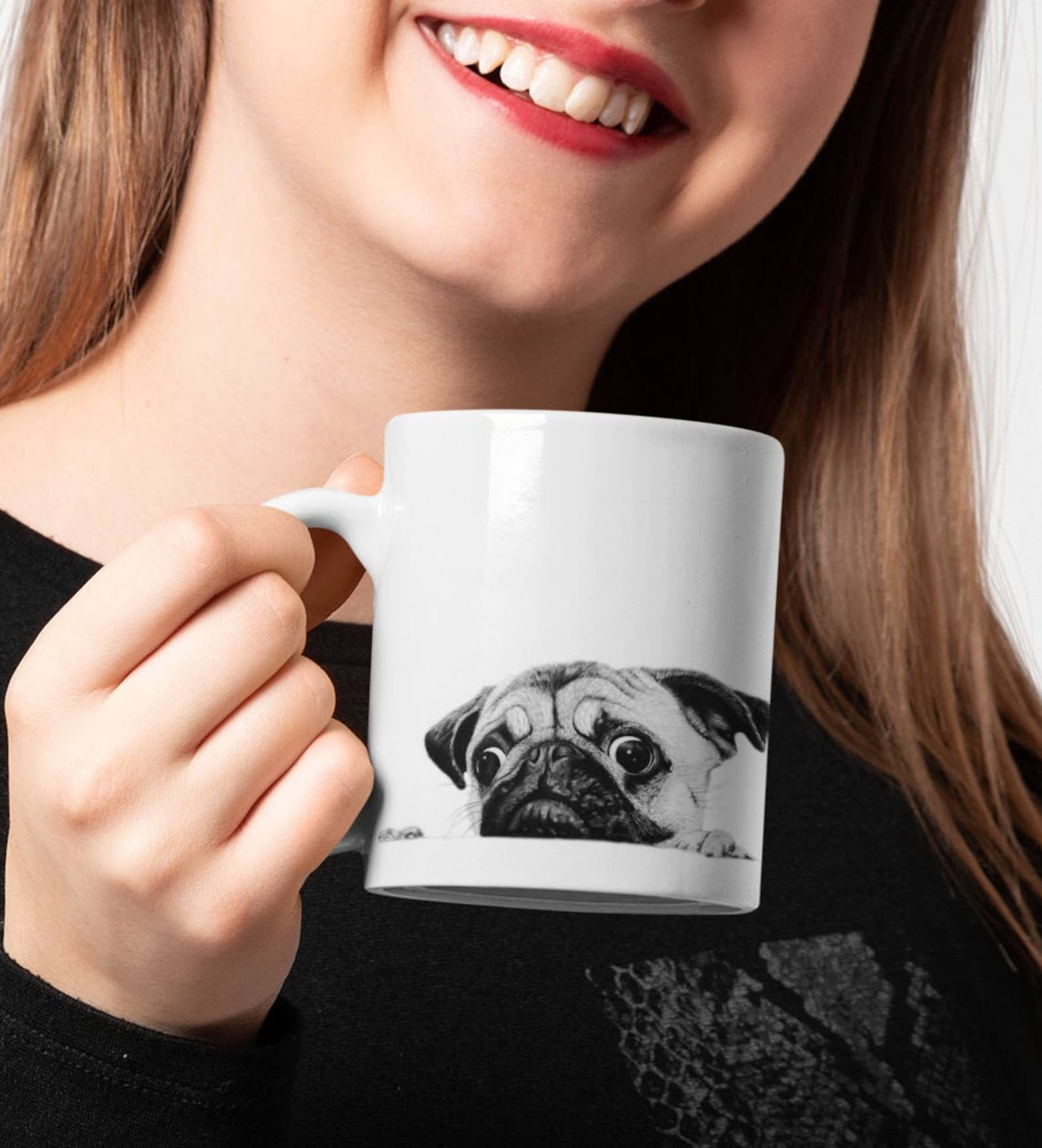 Cute Pug Mug, Pug Gift, Dogs Gifts, for Her, BFF, Kids Valentine Gift ...