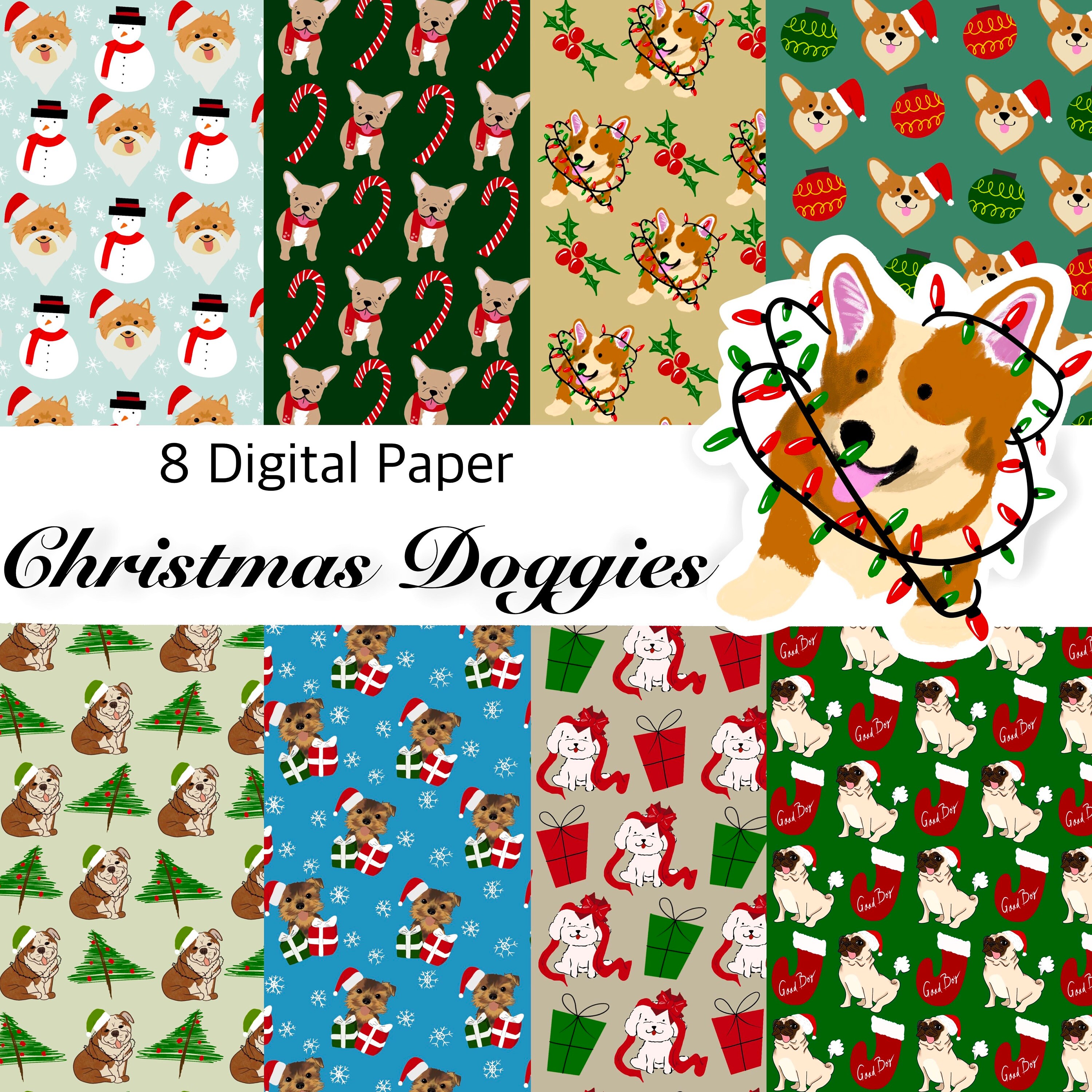 Christmas DOG Digital Paper Digital Paper Pack Seamless | Etsy