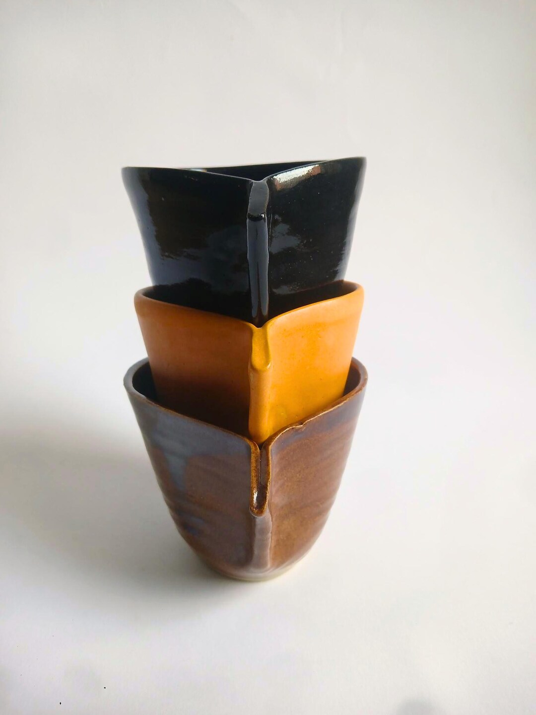 Vintage Orange Pinched Handle Mug - Ceramic - Etsy